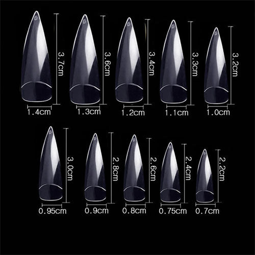 PND Premade Clear Full Tip Box - 09 Curve Stiletto